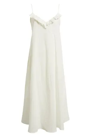 PAPINELLE Swiss Dot Frill Cotton Maxi Nightgown