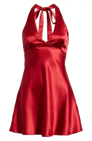 Princess Polly Pelagia Satin Halter Mini Dress - Red