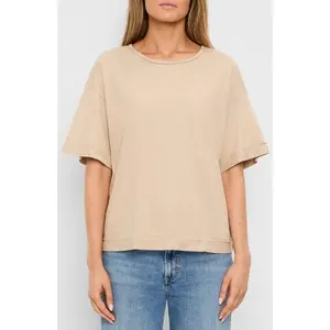 Michael Stars Tilda Oversized Cotton Crewneck T-shirt - Macadamia