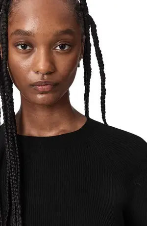 ALLSAINTS Jas Rib Knit Peplum Sweater - Black