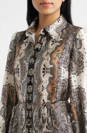 Julia Jordan Paisley Print Shirt Dress With Ruffle Hem