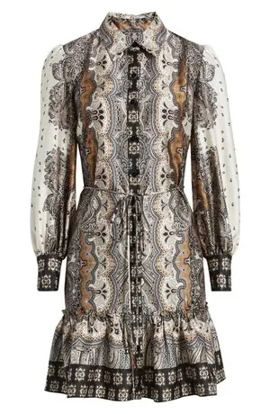 Julia Jordan Paisley Print Shirt Dress With Ruffle Hem