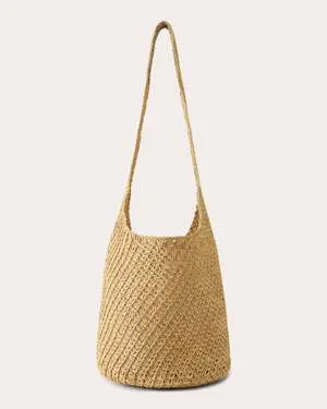 Helen Kaminski Lani Crocheted Raffia Drawstring Sac Bag