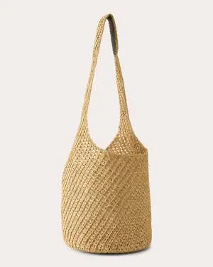Helen Kaminski Lani Crocheted Raffia Drawstring Sac Bag