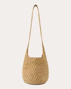 Helen Kaminski Lani Crocheted Raffia Small Drawstring Sac Bag - Neutral