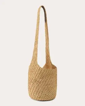 Helen Kaminski Lani Crocheted Raffia Small Drawstring Sac Bag