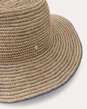Helen Kaminski Steevie Stripe Crocheted Raffia Fedora