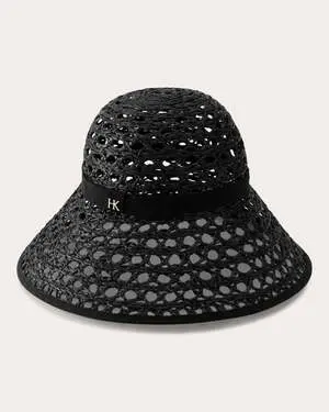 Helen Kaminski Charul Raffia Lace Crocheted Sun Hat - Black