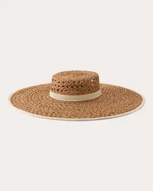 Helen Kaminski Kavya Raffia Lace Crocheted Boater Hat