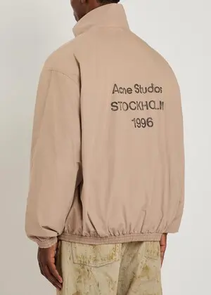 Acne Studios Logo-embroidered Cotton-poplin Jacket - Beige