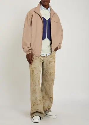 Acne Studios Logo-embroidered Cotton-poplin Jacket - Beige