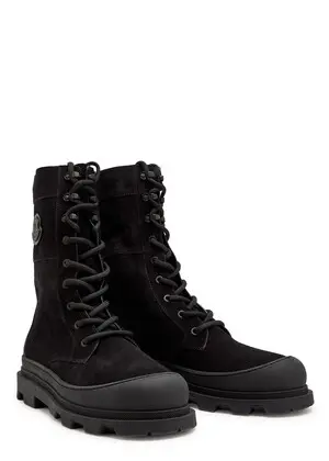 Moncler Vera High Suede Lace-up Mid-calf Boots