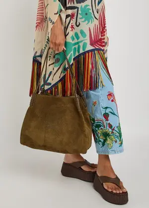 Etro Libra Large Suede And Leather Tote - Multicoloured