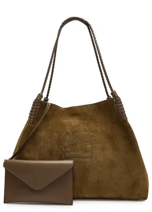 Etro Libra Large Suede And Leather Tote - Multicoloured
