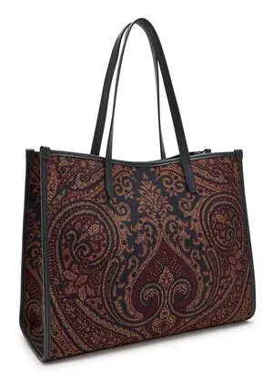 Etro Lovtter Large Paisley-jacquard Leather Tote - Multicoloured