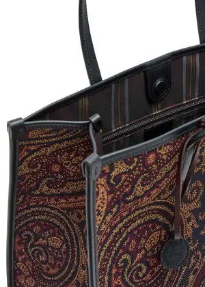 Etro Lovtter Large Paisley-jacquard Leather Tote - Multicoloured