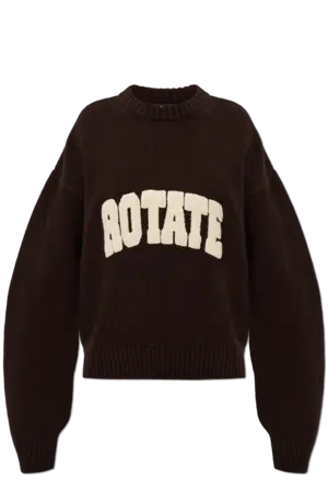 ROTATE BY BIRGER CHRISTENSEN Wool Sweater With Logo - Brown