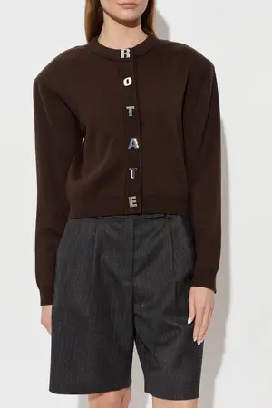 ROTATE BY BIRGER CHRISTENSEN Cotton Cardigan With Shoulder Pads