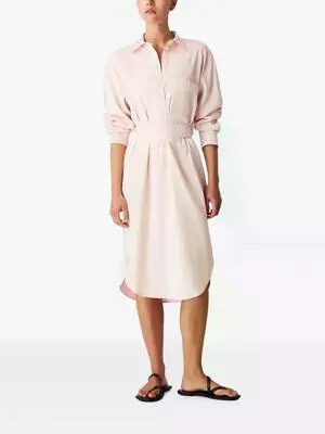 Another Tomorrow Pleat Back Midi Shirt Dress