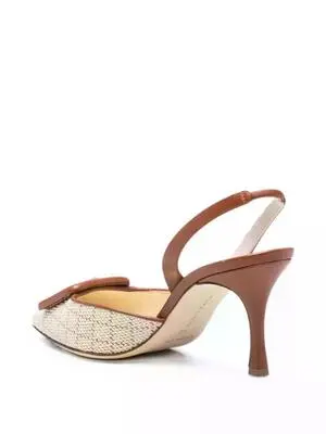 Manolo Blahnik Mayslippi Raffia Pumps - Neutrals