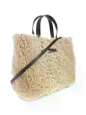 Marni Museo Soft East/west Lamb Fur Tote Bag - Neutrals