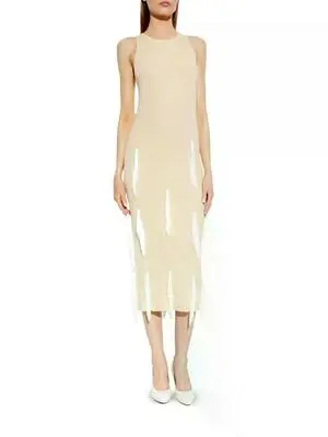 IRO PARIS Fleur Fringe Cutout Midi Dress