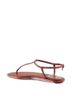 Rene Caovilla Diana Crystal-embellished Flat Sandals - Red