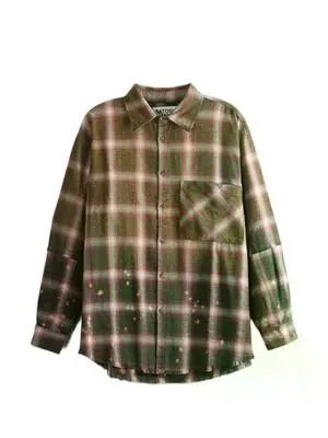 SATOSHI NAKAMOTO Check-pattern Frayed-hem Shirt