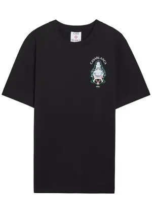 Casablanca Hotel Printed Cotton T-shirt - Black