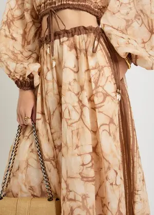 Zimmermann Indra Printed Rami Midi Skirt