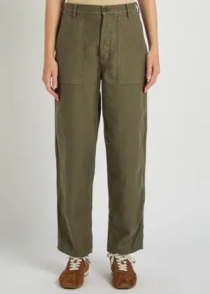 NILI LOTAN Earl Straight-leg Cotton Trousers - Olive