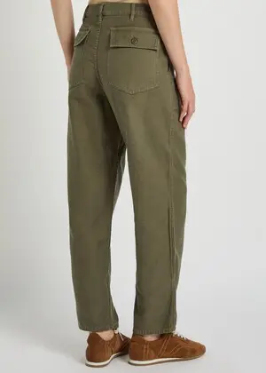 NILI LOTAN Earl Straight-leg Cotton Trousers - Olive