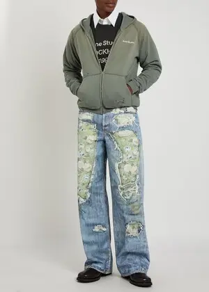 Acne Studios Logo Hooded Zip-through Cotton Sweatshirt