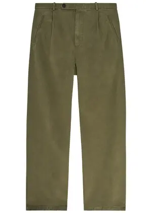 JIL SANDER Tapered Cotton-twill Trousers - Olive