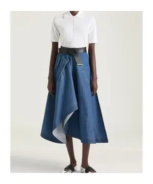 Givenchy Long Asymmetric Skirt In Denim