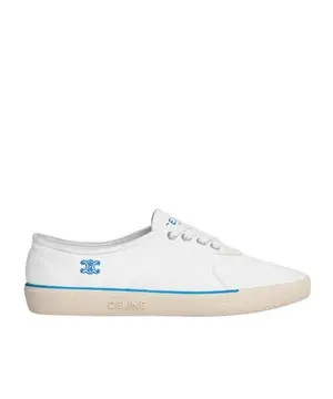 Celine Alan Sneaker In Canvas And Suede Calfskin - White