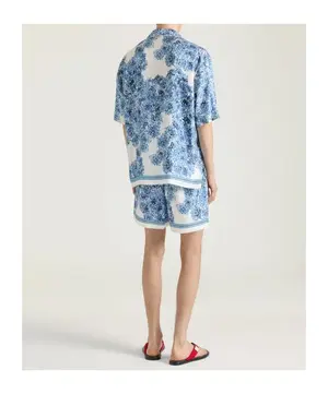 Givenchy Couture Seam Bermuda Shorts In Silk With Pompom Print