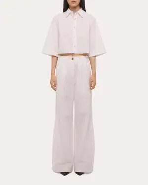 Helmut Lang Poplin Cropped Trench Shirt - White