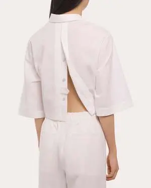Helmut Lang Poplin Cropped Trench Shirt