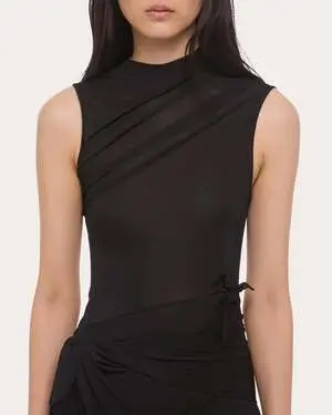 Helmut Lang Gathered Jersey Knotted Mini Dress