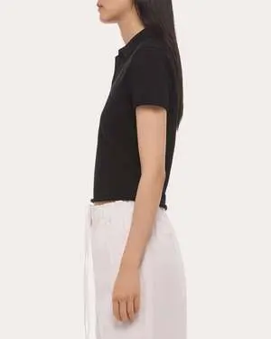 Helmut Lang Cotton Knit Shrunken Polo Top