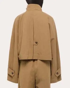 Helmut Lang Cropped Cotton Linen Trench Jacket - Neutral