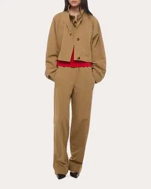 Helmut Lang Cropped Cotton Linen Trench Jacket - Neutral