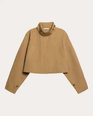 Helmut Lang Cropped Cotton Linen Trench Jacket - Neutral