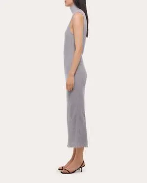 Helmut Lang Sheer Raw-edge Mock Neck Tank Dress