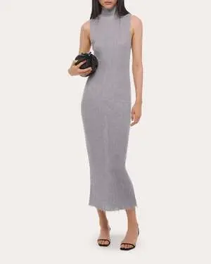 Helmut Lang Sheer Raw-edge Mock Neck Tank Dress