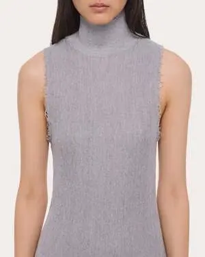 Helmut Lang Sheer Raw-edge Mock Neck Tank Dress
