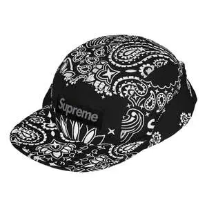 Supreme Reflective Bandana Sunshield Camp Cap - Black