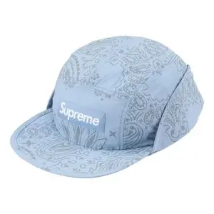 Supreme Reflective Bandana Sunshield Camp Cap - Light Blue