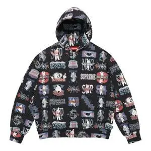 Supreme Graphic Zip Up Hooded Sweatshirt - Black